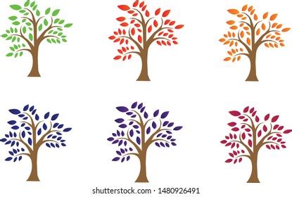Four Trees Different Seasons Element Design Stock Illustration