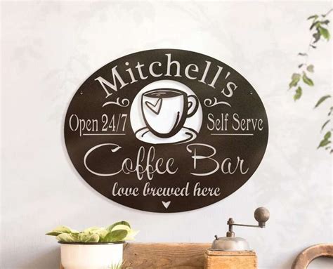 Personalized Coffee Station Sign Open 24 Hours Coffee Bar Love Brewed
