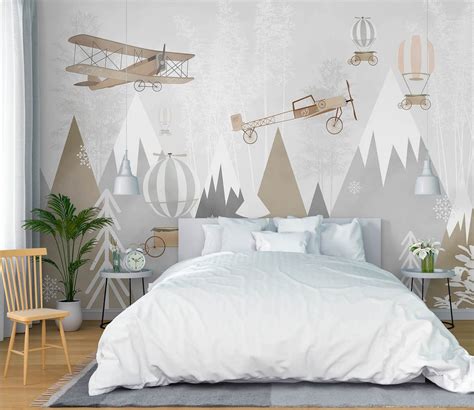 3d Cartoon Airplane L3011 Removable Wallpaper Self Adhesive Wallpaper