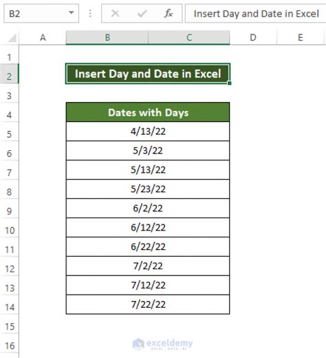 How To Insert Day And Date In Excel 3 Ways Exceldemy