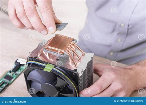 Cpu Cooler Installation Stock Image Image Of Chip Cooling 64743039
