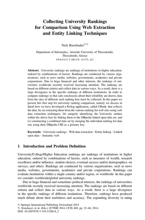 Pdf Collecting University Rankings For Comparison Using Web Extraction And Entity Linking