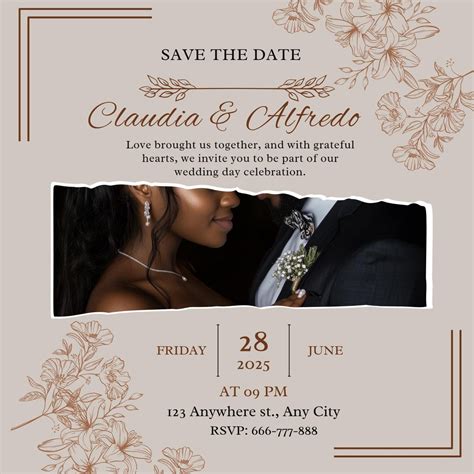 Modern Wedding Invitation Template Editable Minimalist Design Canva