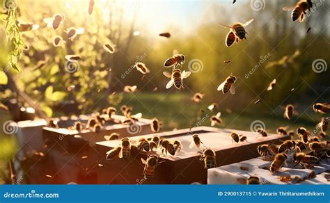 Bees Swarming In Beehive On Honeycombs Stock Illustration 167041861