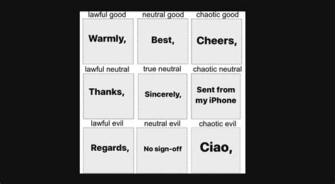 Email Sign Off Alignment Chart Blank Memes First Video Game Text