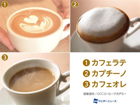 カフェラテ、カプチーノ、カフェオレの違い ウェザーニュース