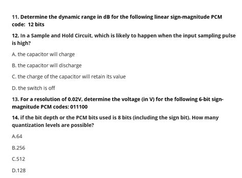 Solved 11 Determine The Dynamic Range In Db For The