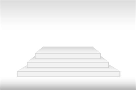 정사각형 모양의 흰색 3d 연단 모형입니다 흰색 배경에 격리된 빈 무대 또는 받침대 모형입니다 시상식 및 제품 프레젠테이션을