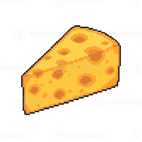 Pixelated Cheese Wedge Illustration Evoking Vintage Computer Graphics