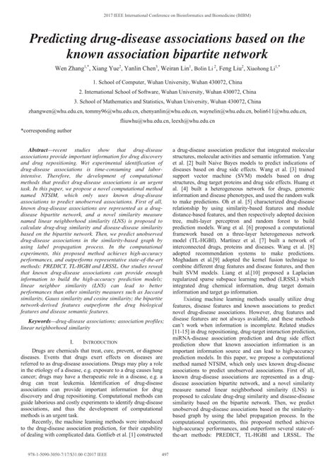 Pdf Predicting Drug Disease Associations Based On The Known