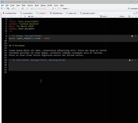 Automatically Add A Table To A RMarkdown Document Inserttable
