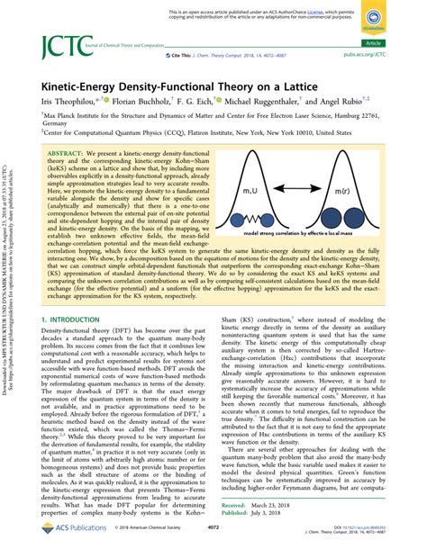 Pdf Kinetic Energy Density Functional Theory On A Lattice