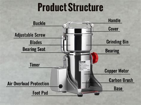 Vevor Draagbare Graanmolen 700g Grinder 2500w Multifunctionele