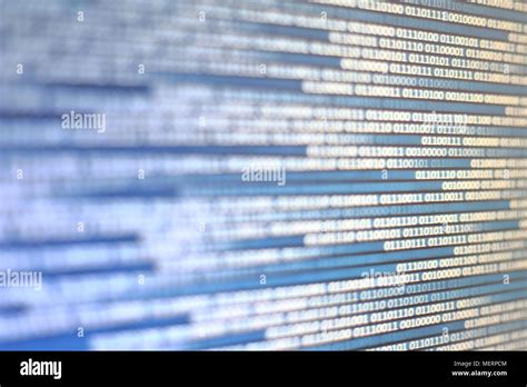 Abstract Technology Data Stream Concepts Moving White Blue Binary Code