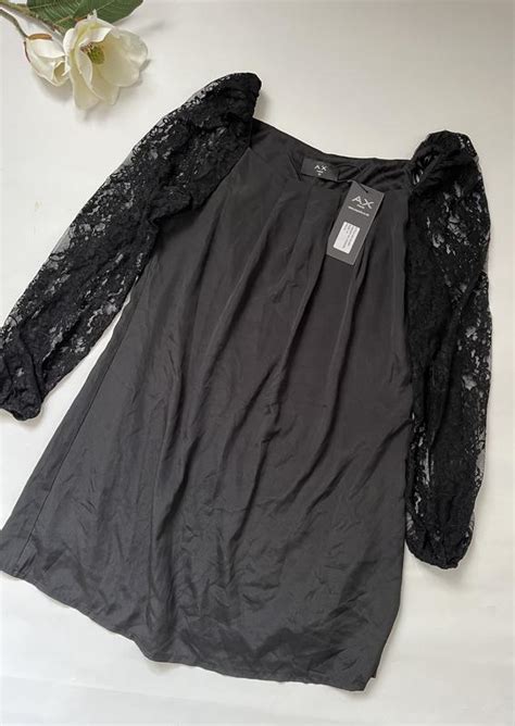 Красиве чорне плаття з мереживними рукавами гіпюр Ax Paris — ціна