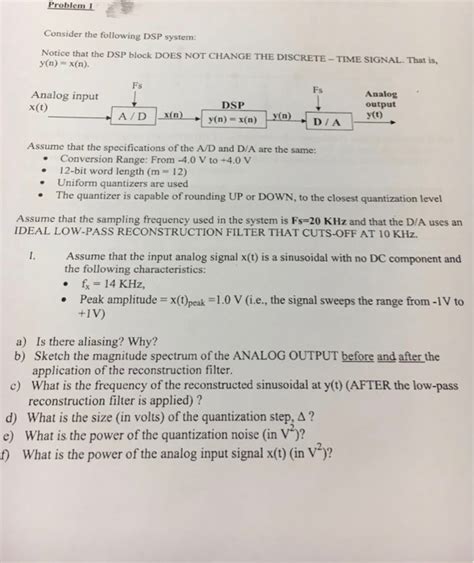 Solved Problem1 Consider The Following Dsp System Notice