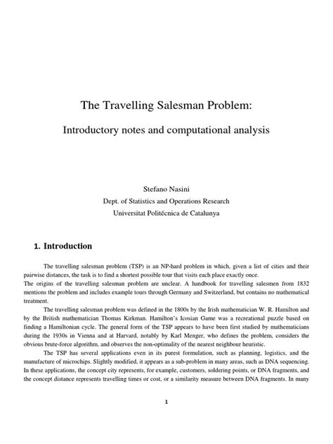 The Travelling Salesman Problem Introduc Pdf Theoretical Computer Science Combinatorics