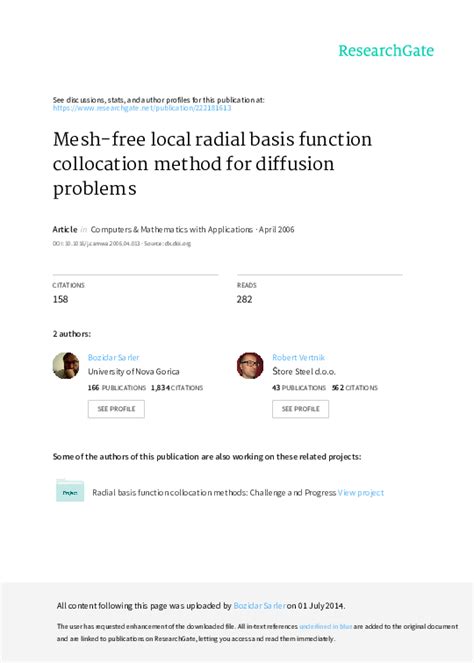Pdf Meshfree Explicit Local Radial Basis Function Collocation Method