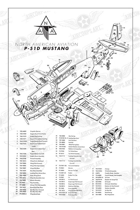 P 51d Mustang Vector Three View Aircraft Artwork Download