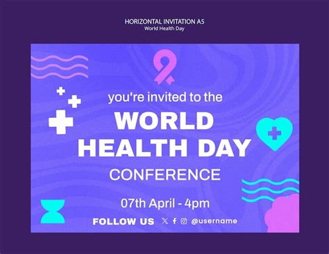 Free Psd World Health Day Celebration Horizontal Invitation