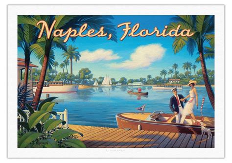 Naples Florida Paradise Coast Vintage Travel Poster By Kerne