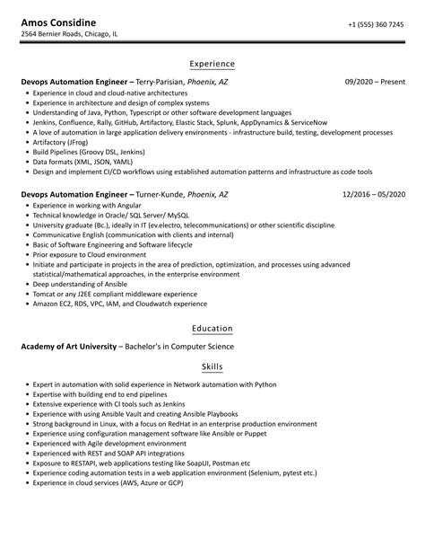 Devops Automation Engineer Resume Samples Velvet Jobs