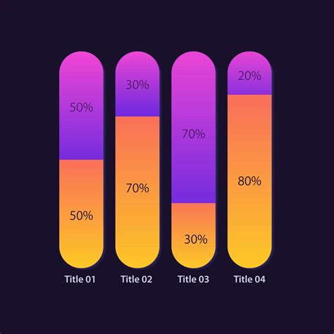 Stacked Percentage Infographic Chart Design Template For Dark Theme