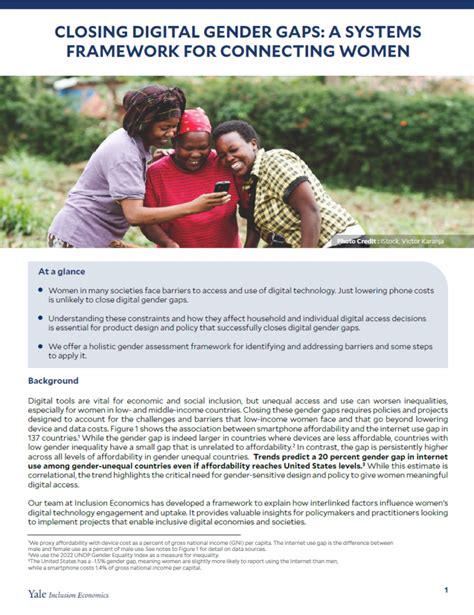 Closing Digital Gender Gaps A Systems Framework For Connecting Women