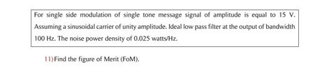 solved for single side modulation of single tone message