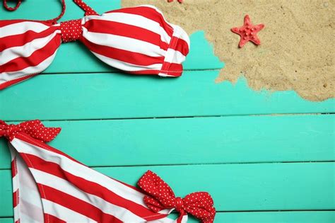 Premium Photo Summer Items On Wooden Background