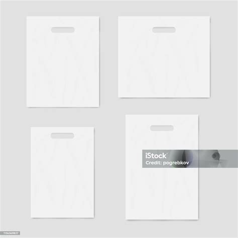 다이 컷 핸들 현실적인 벡터 이랑 세트 흰색 빈 상품 플라스틱 가방 디자인을 위한 템플릿 비닐 봉지에 대한 스톡 벡터 아트 및 기타 이미지 Istock