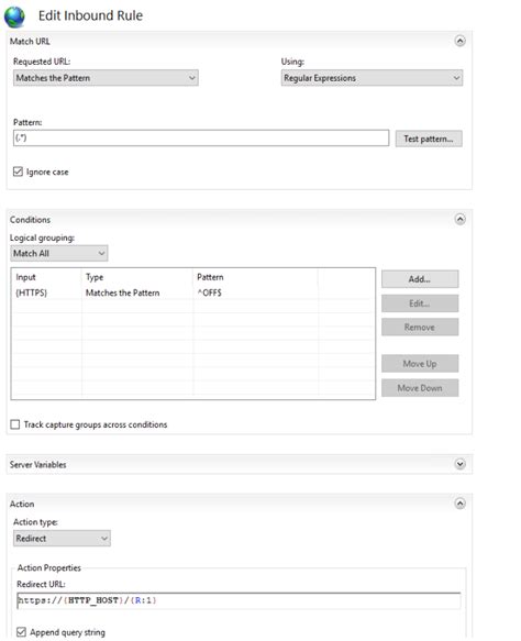 Iis Rewrite Settings For External Https To Internal Https Windows