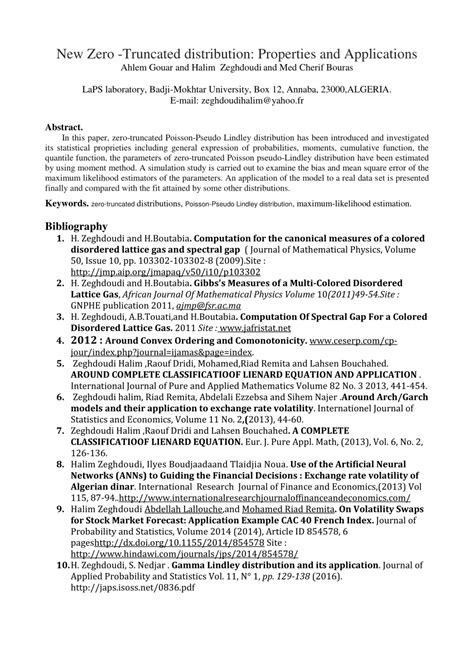Pdf A Zero Truncated Poisson Pseudo Lindley Distribution Properties And Applications