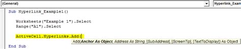 Vba Hyperlinks How To Create Hyperlink In Excel Using Vba Code