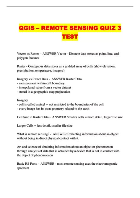Qgis Remote Sensing Quiz 3 Test Qgis Remote Sensing Stuvia Us