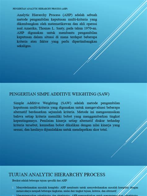 Metode Ahp Dan Saw Dalam Keputusan Pdf
