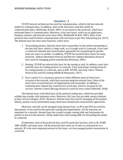 Detailed Analysis Of Internetworking With Tcpip Protocols