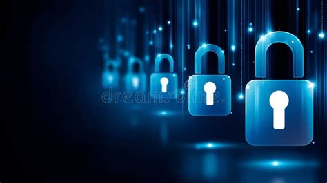 Blue Lock Glowing With Futuristic Lights A Symbol Of Digital Data Security Glowing Stock