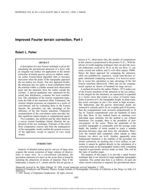 Improved Fourier Terrain Correction Part I Utep Geological Sciences
