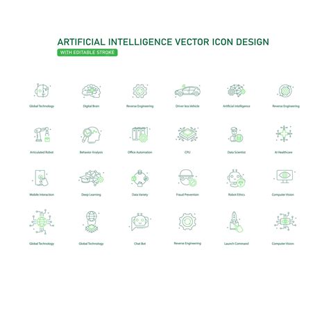 Ai Data Processing And Robotics Vector Icon Design Algorithms