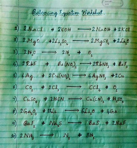 Any One Give Me The Answers Of How To Balance These Chemical Equations