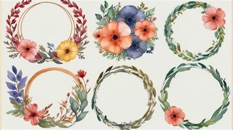 Premium Photo Watercolor Floral Wreaths On White Background