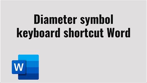 Diameter Symbol Keyboard Shortcut Word Youtube