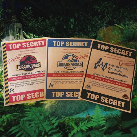 3 X Jurassic World Jurassic Park Ingen Card Stock Cover Sheets For