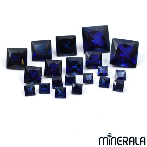 Blue Sapphire Corundum Lab Created Square Shape Faceted Gemstone 2mm 2