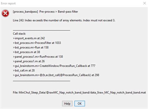 error during band pass filtering eeg signal twice bugs brainstorm