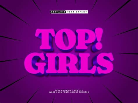 Premium Vector Top Girls Editable Text Effect In Simple And Modern