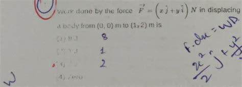 W What Done By The Force Vec { F } X Hat { J } Y Hat { I } N