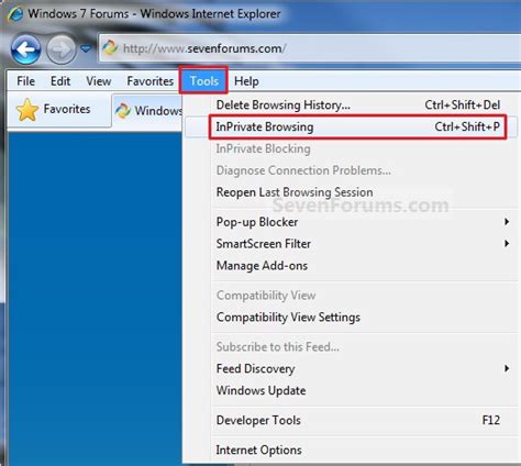 Internet Explorer Inprivate Browsing Turn On Tutorials