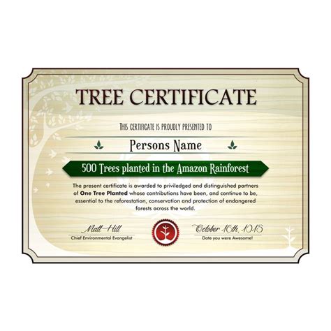 Tree Planting Certificate Postcard Flyer Or Print Contest